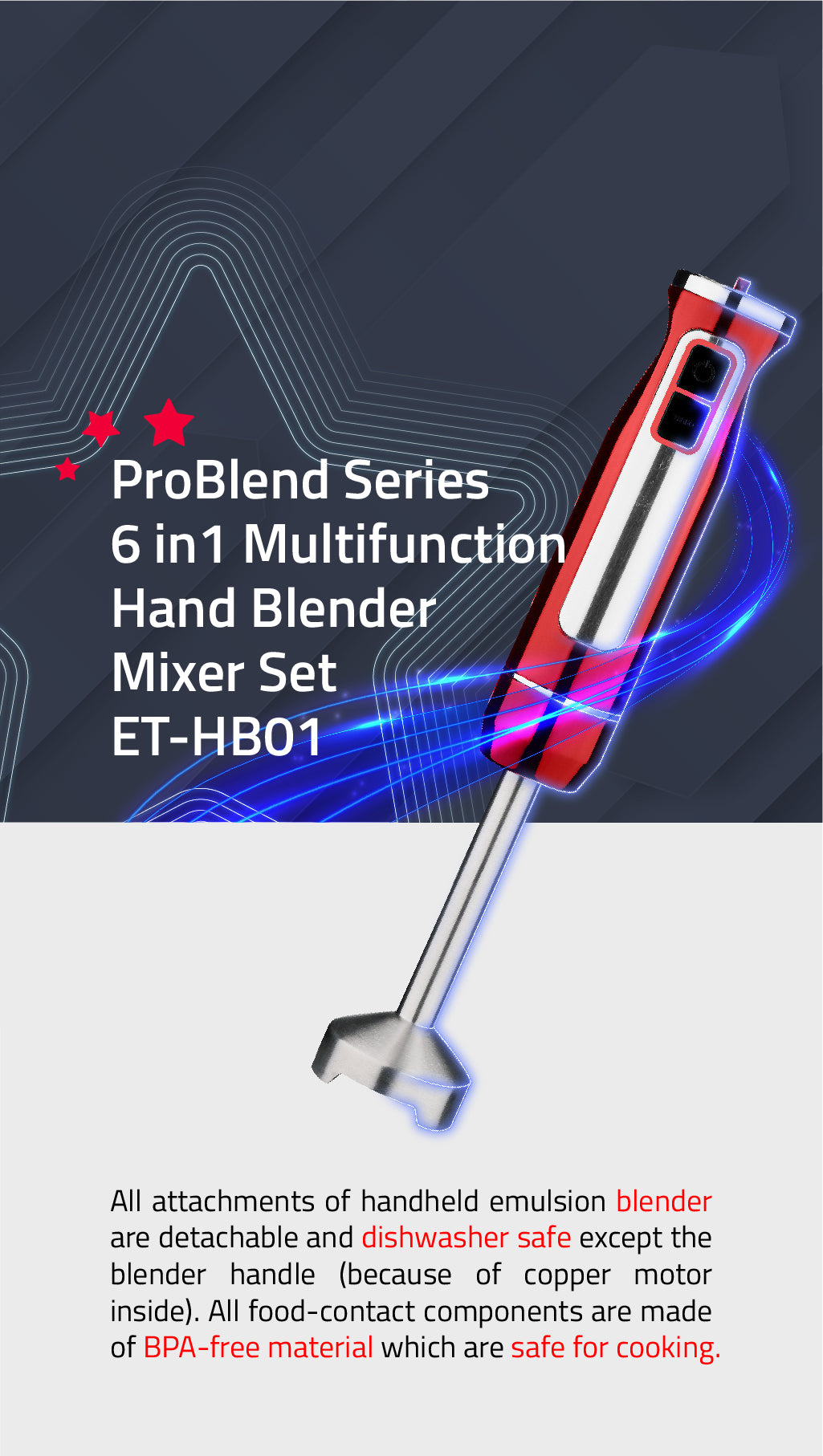 Electrova ProBlend 6 in 1 Multifunction Hand Blender Food Processor ...